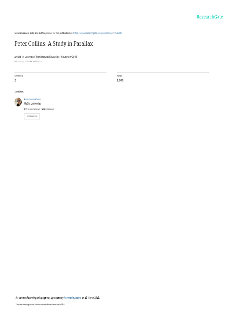 Peter Collins A Study in Parallax | PDF