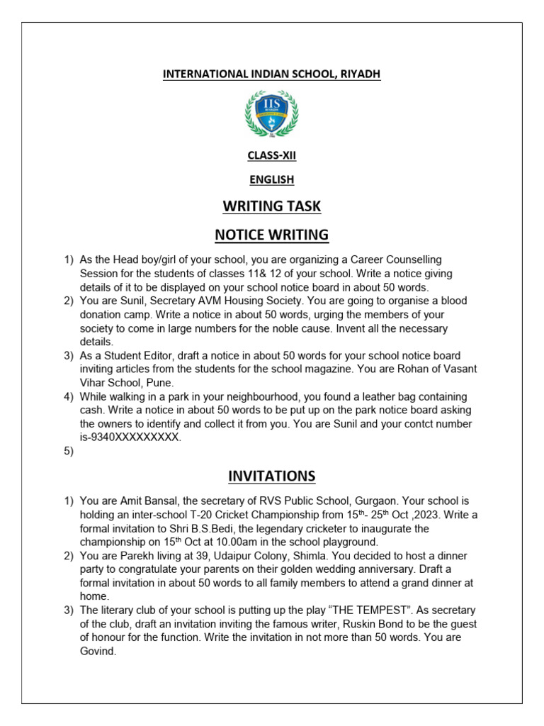 Grade-12 Worksheet Writing Task | PDF