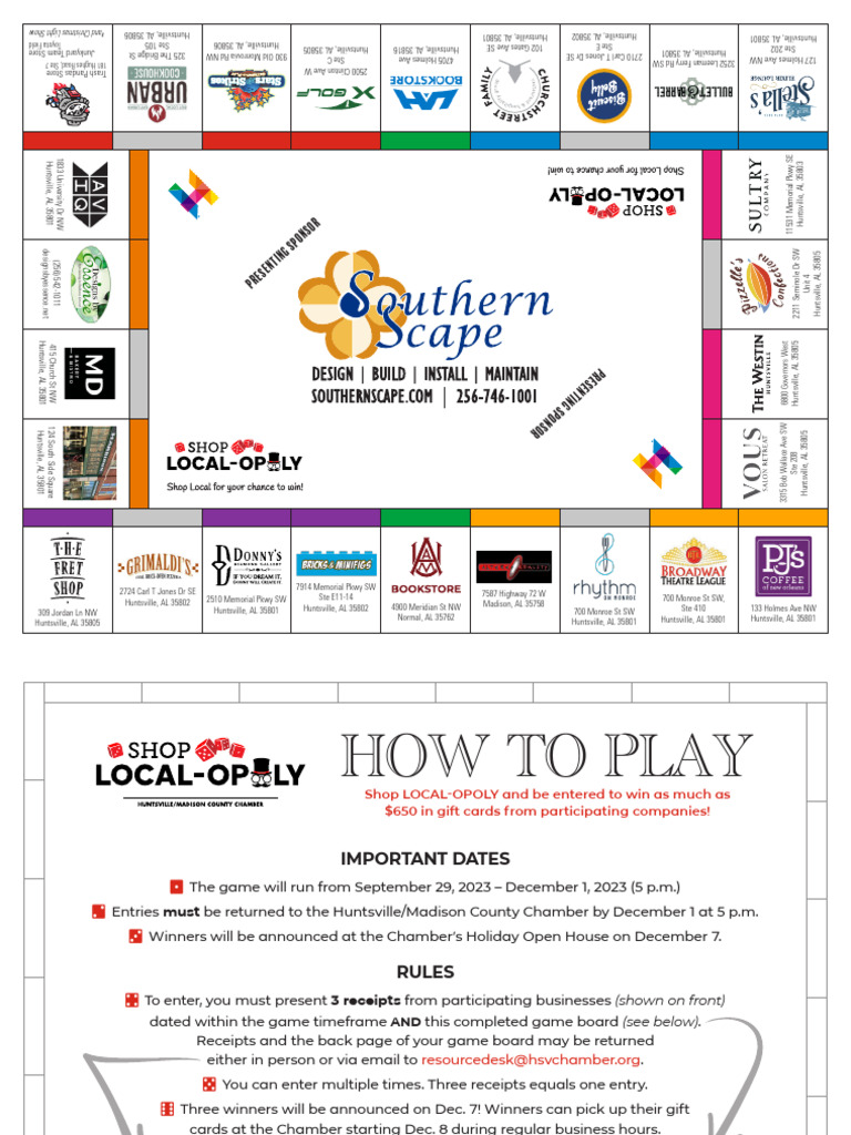 2023 Shop Local Opoly Game Board | PDF