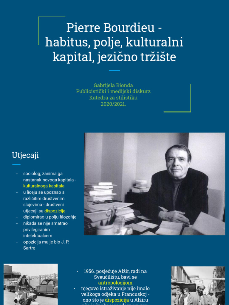 Pierre Bourdieu - Habitus, Polje, Kulturalni Kapital | PDF