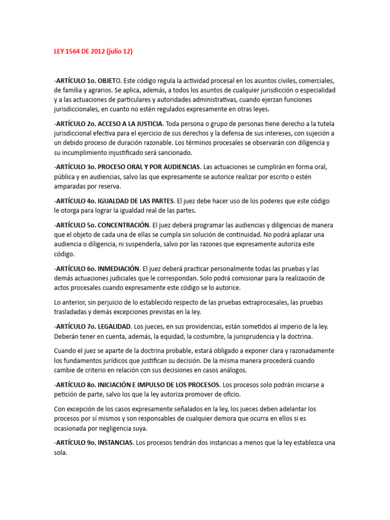 Ley 1564 de 2012 | PDF