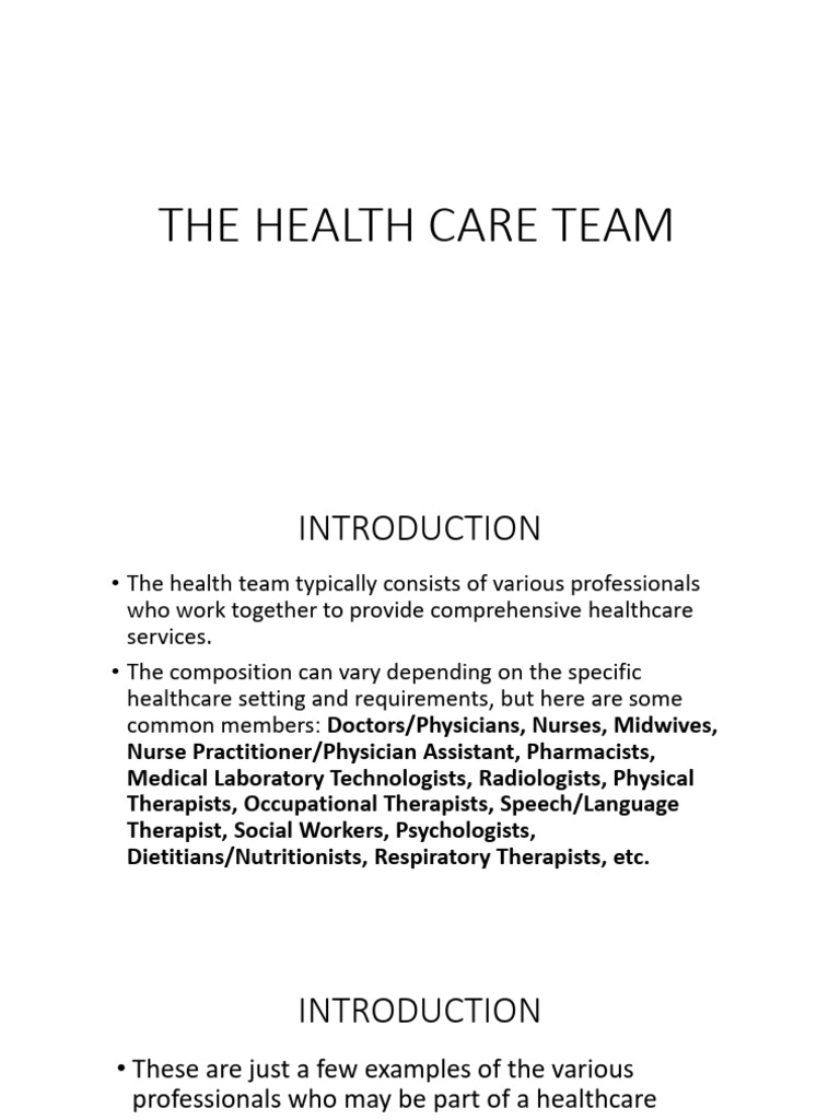 The Health Care Team | PDF | Health Care | Nursing