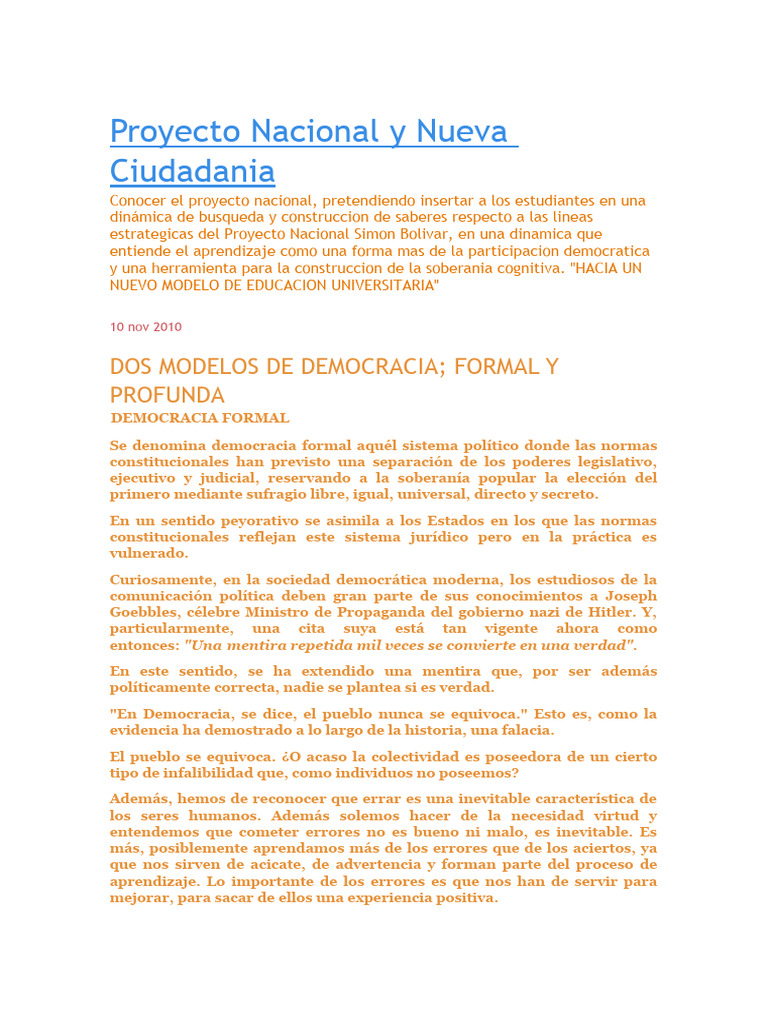 Modelos de Democracia: Formal y Profunda | PDF | Democracia ...