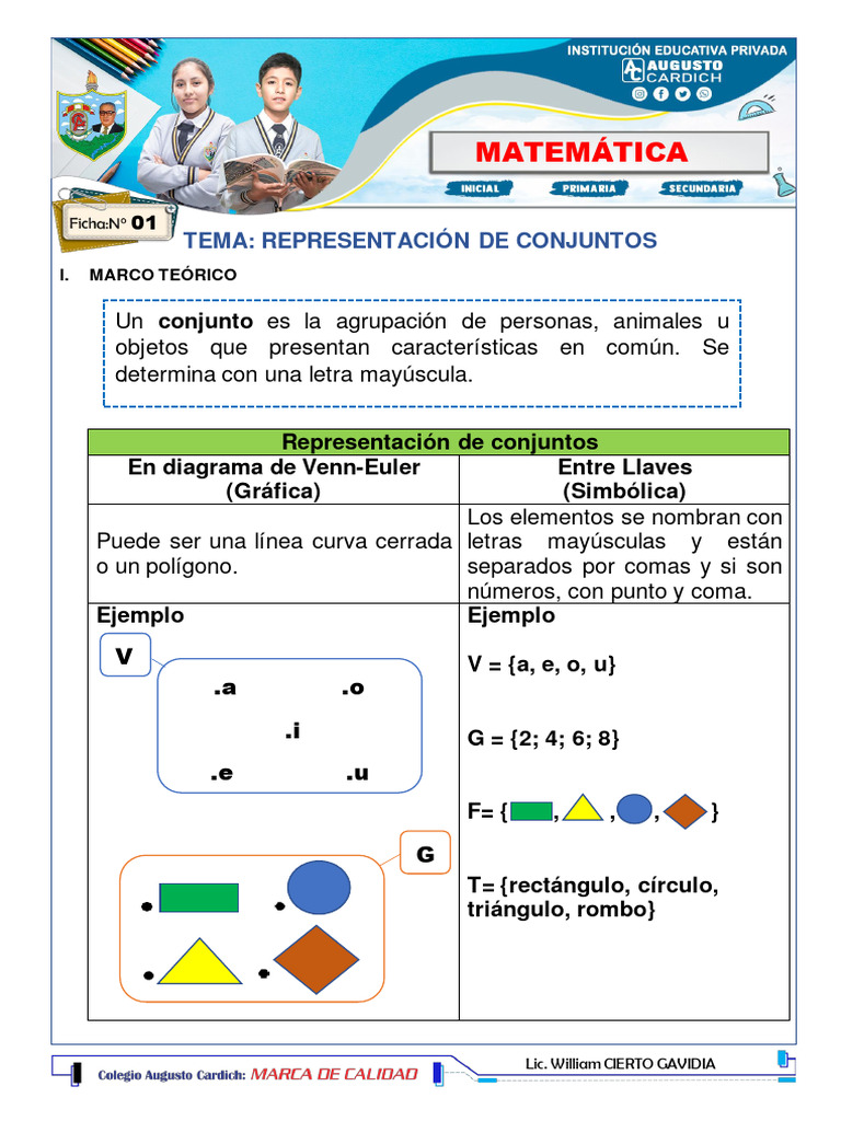 FICHA 1 REPRESENTACIÓN DE CONJUNTOS | PDF | Conjunto (Matemáticas ...