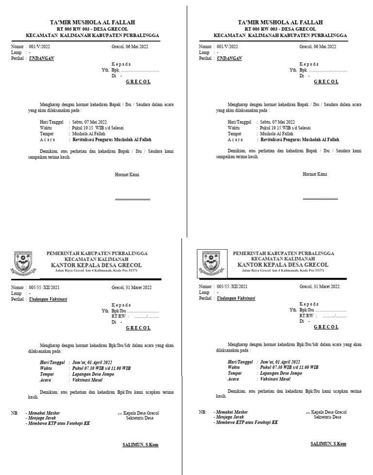 Undangan PKK RW 01 | PDF