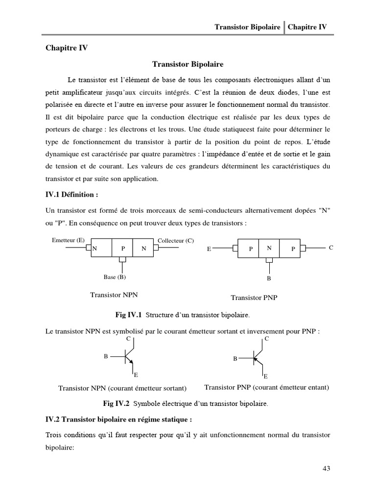 Chapitre 4 - Transistor Bipolaire | PDF | Transistor bipolaire ...