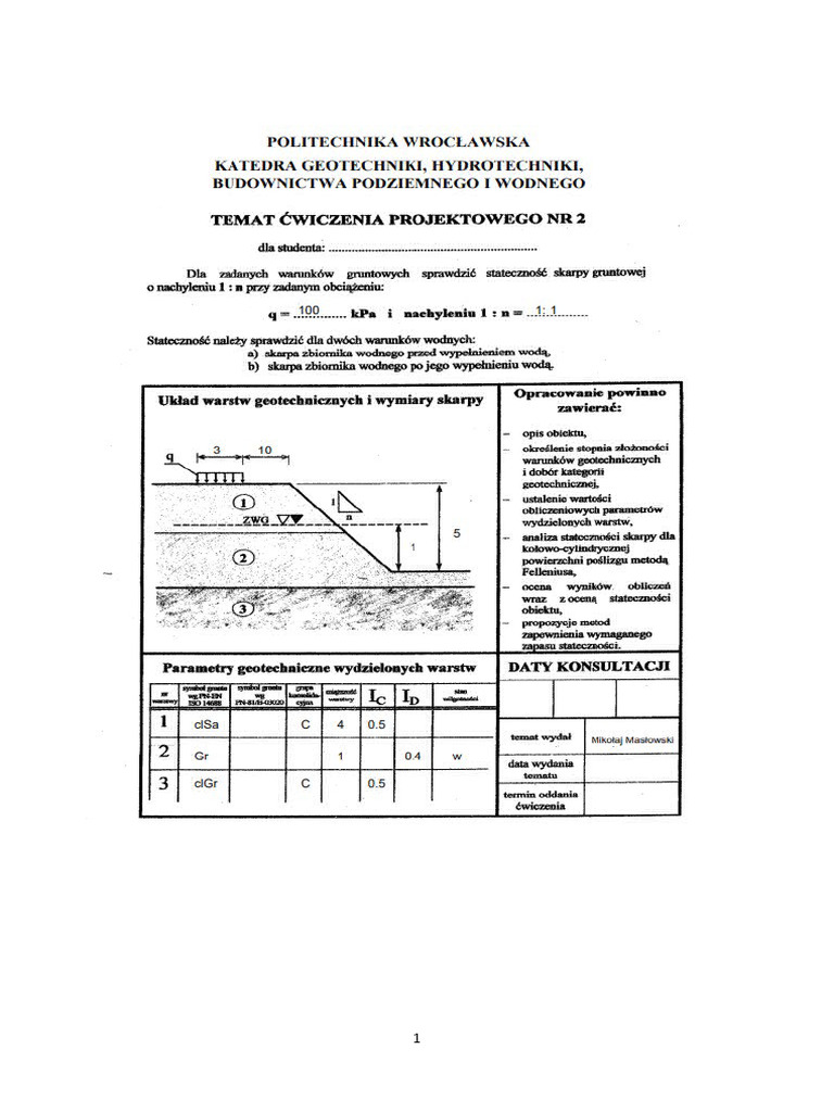 Projekt 2 Mechanika Gruntów | PDF