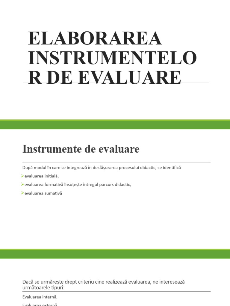 ELABORAREA INSTRUMENTELOR DE EVALUARE | PDF