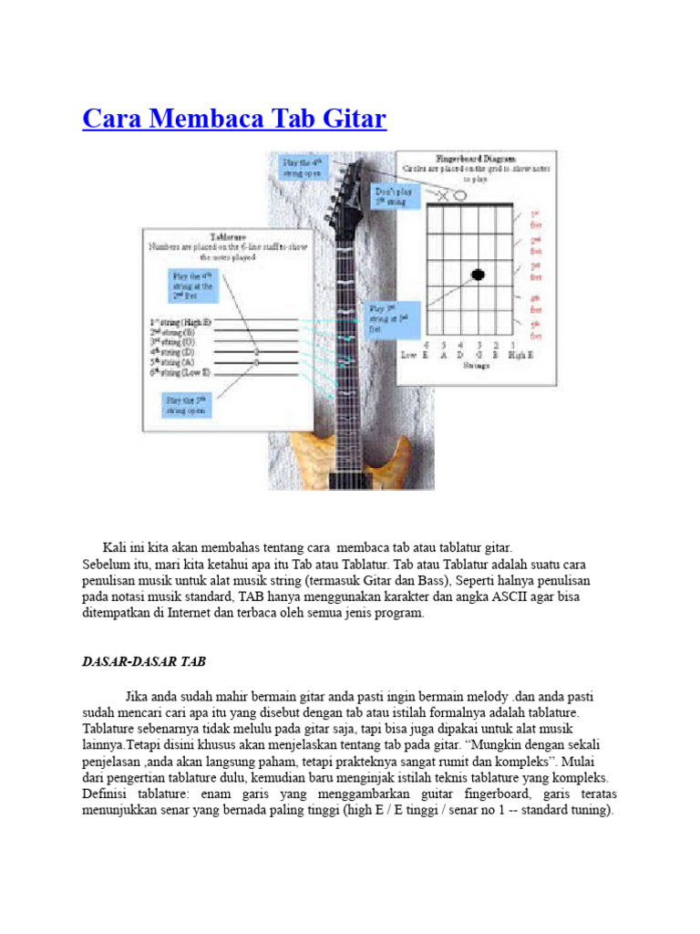 Cara Membaca Tab Gitar | PDF