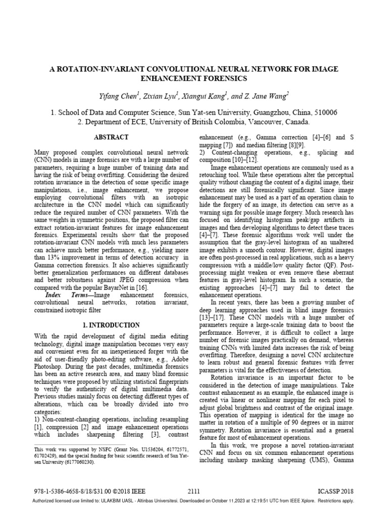 A Rotation-Invariant Convolutional Neural Network For Image | PDF | Image Editing | Data Compression