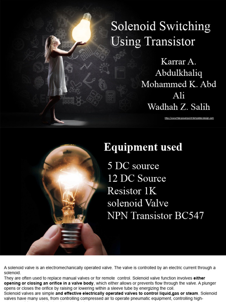 Solenoid Switching with Transistor | PDF