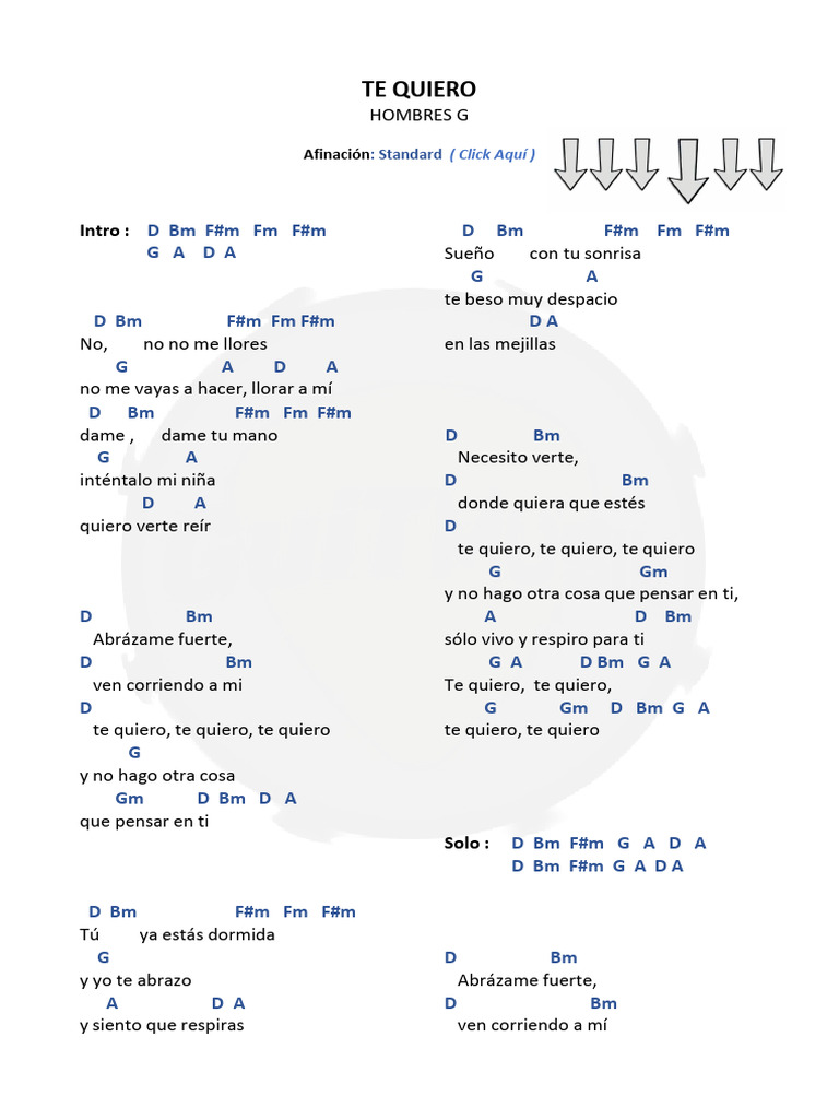 Te Quiero - Letra y Acordes | PDF