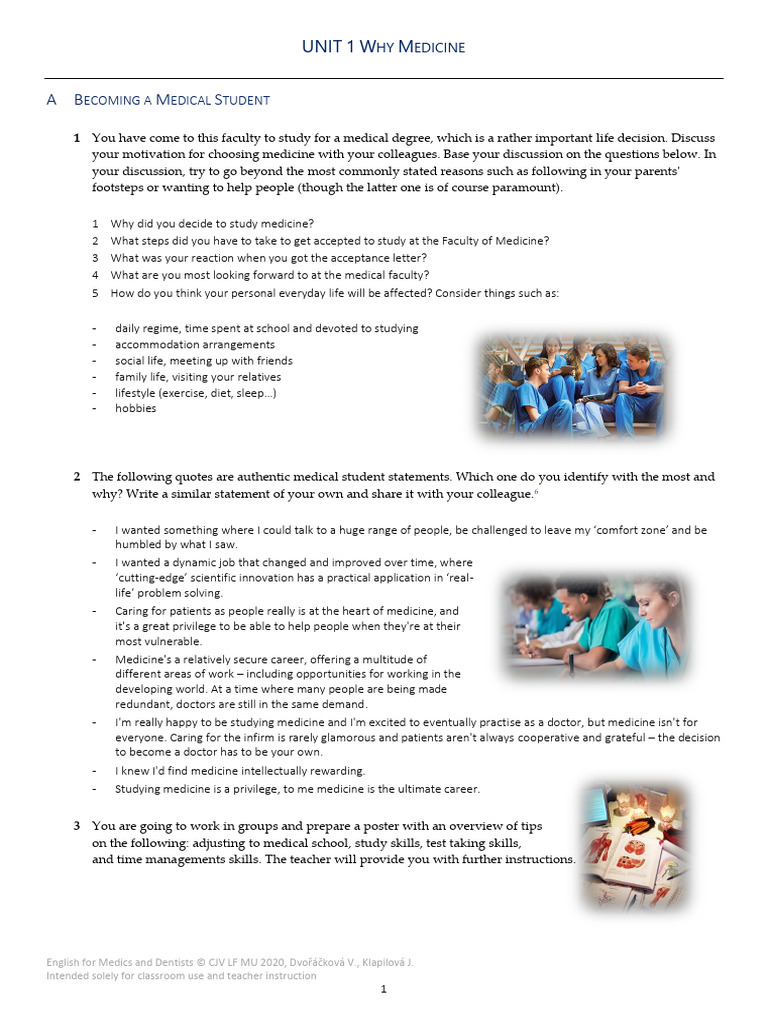 Unit 01 Why Medicine STUDENT | PDF