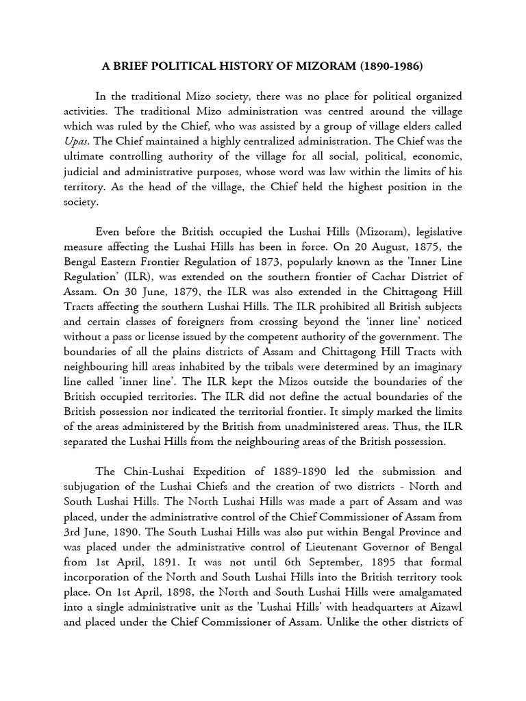 A Brief Political History of Mizoram | PDF