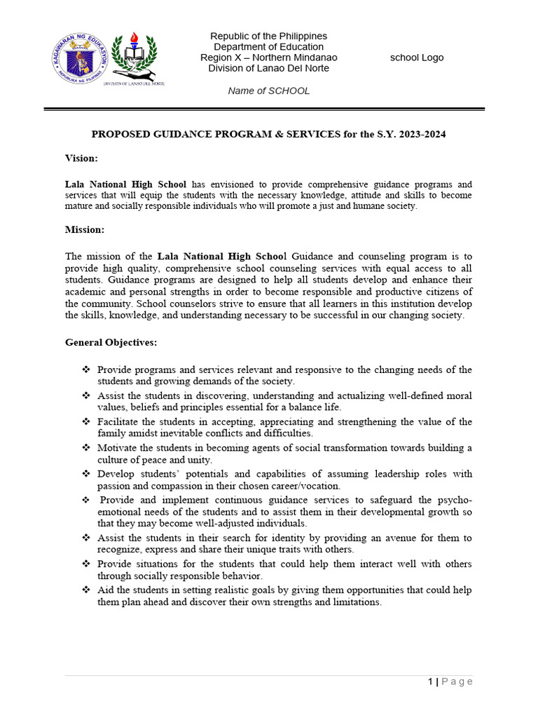 Guidance Proposed Program Sample | PDF