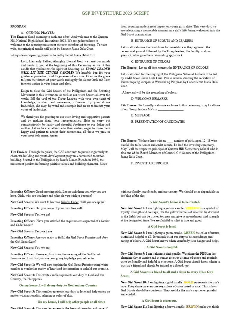 Investiture Script | Download Free PDF | Scouting