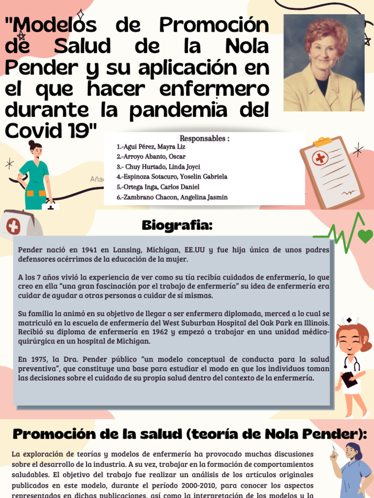 Modelos de Promoción de Salud de La Nola Pender | PDF