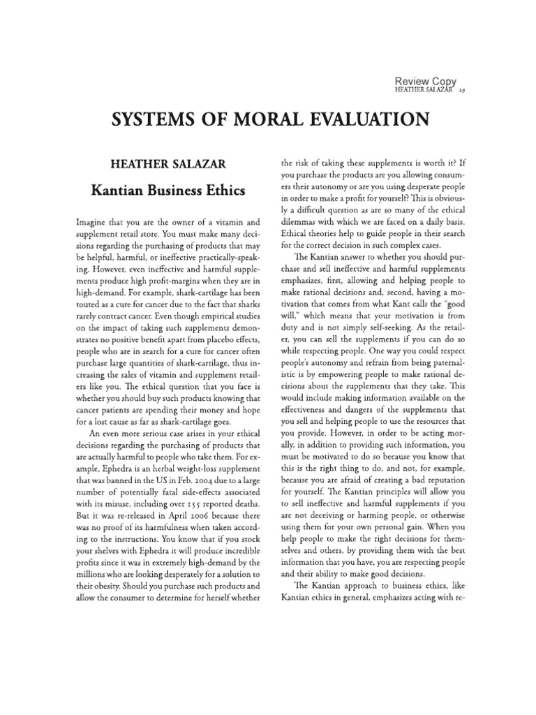 Salazar - Kantian Business Ethics | PDF