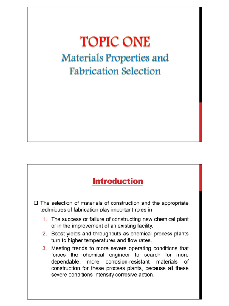 Topic One-Material Properties and Fabrication Selection - Slides | PDF