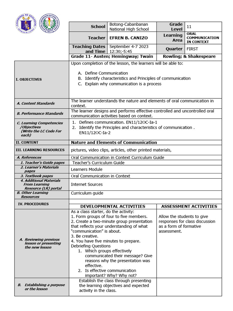 Nature and Elements of Communication | PDF | Learning | Communication