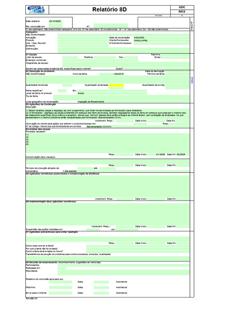 Formulário 8D - Cinbal | PDF