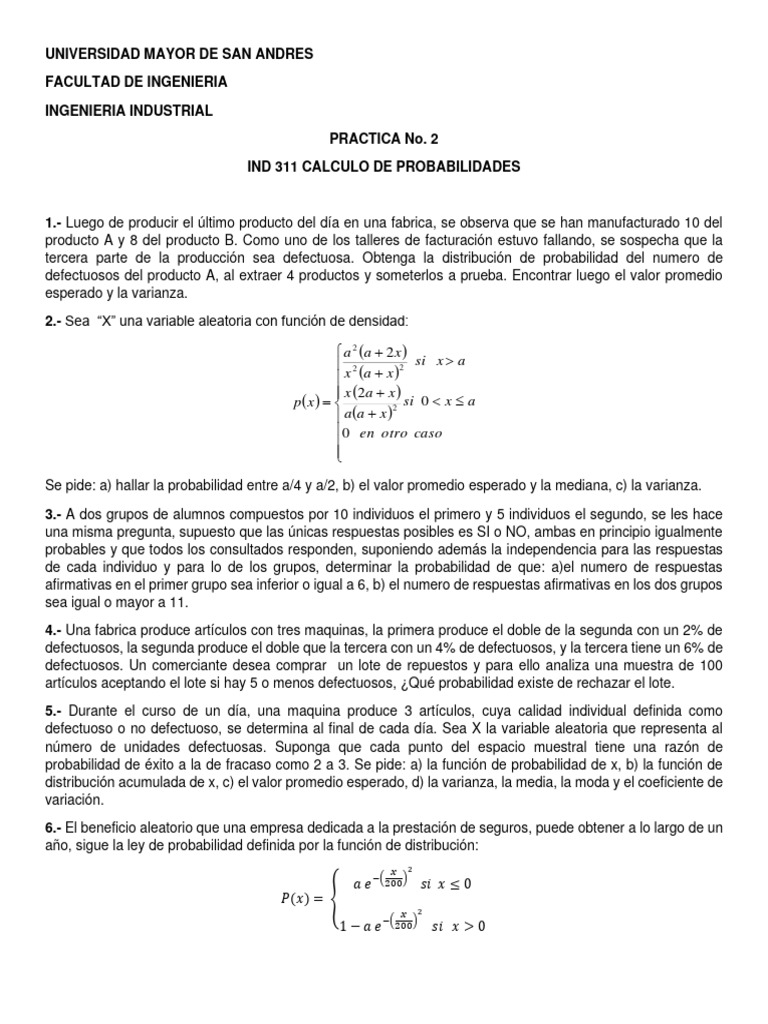 Pract 2 Sem II 2023 | Descargar gratis PDF | Probabilidad | Diferencia