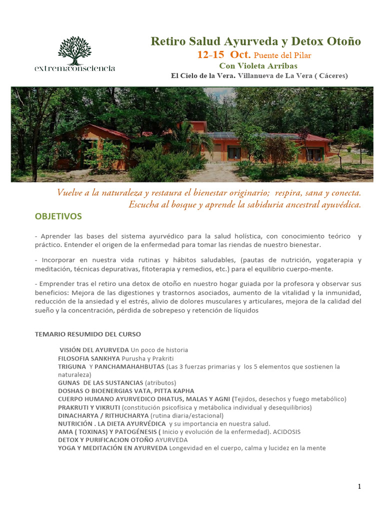 Programa Retiro Ayurveda Octubre 23 | PDF