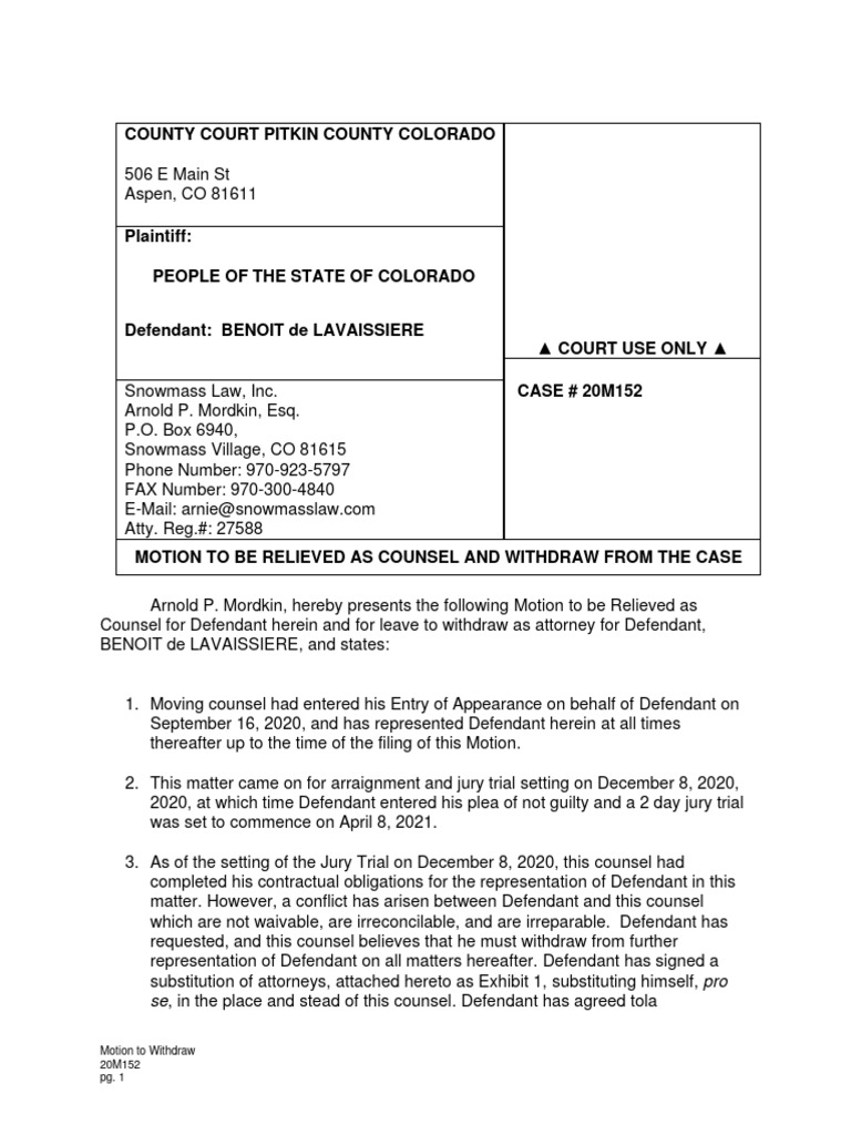 Motion To Withdraw As Counsel With Exh | PDF