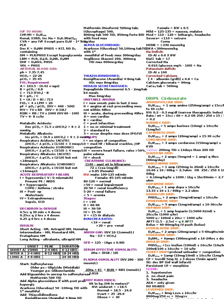 All Formulas | PDF | Renal Function | Clinical Medicine