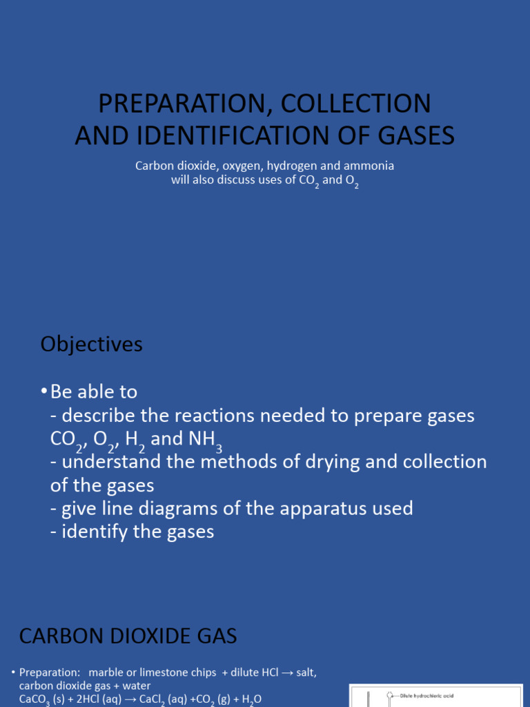 HC Copy Laboratory Preparation, Collection and Identification of Gases | PDF | Carbon Dioxide | Acid
