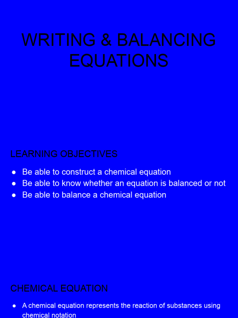 Writing & Balancing Equations | PDF