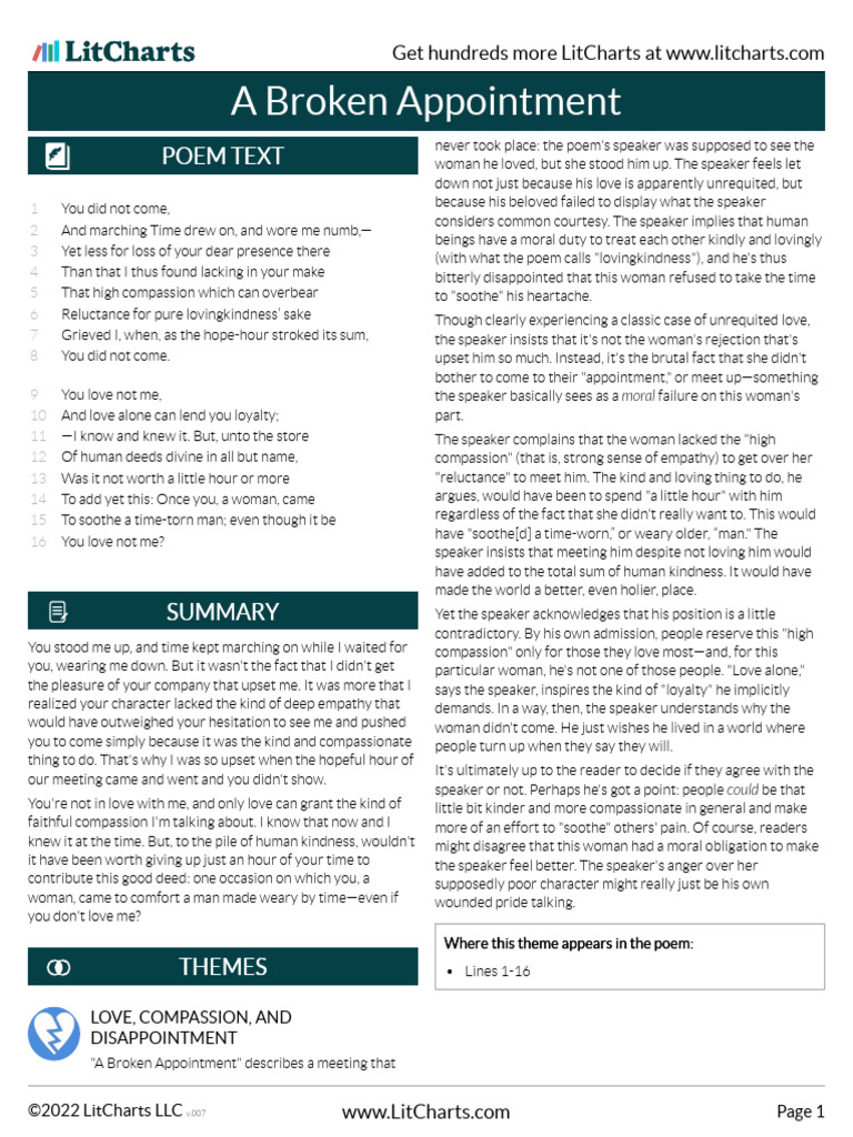 LitCharts A Broken Appointment | PDF