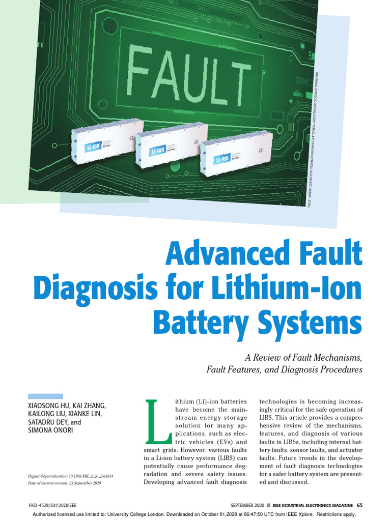Advanced Fault Diagnosis For Lithium-Ion Battery Systems - A Review of ...