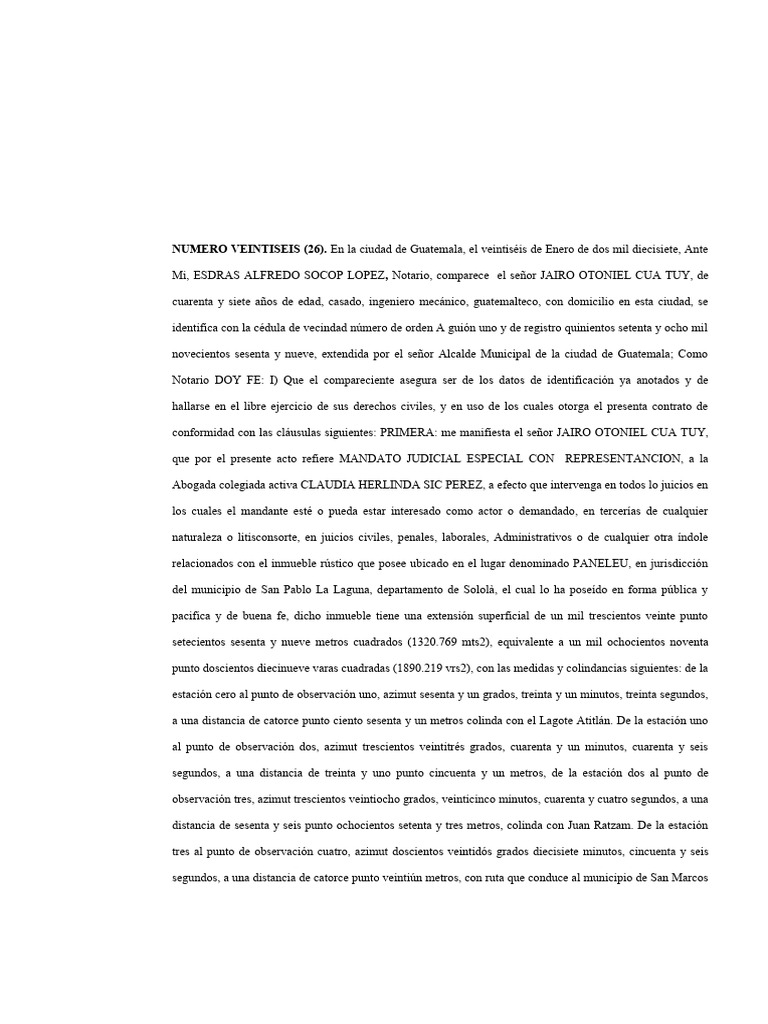 Escritura Veintiseis (26) Mandato Judial Especial Con Representacion | PDF | Justicia | Crimen y ...