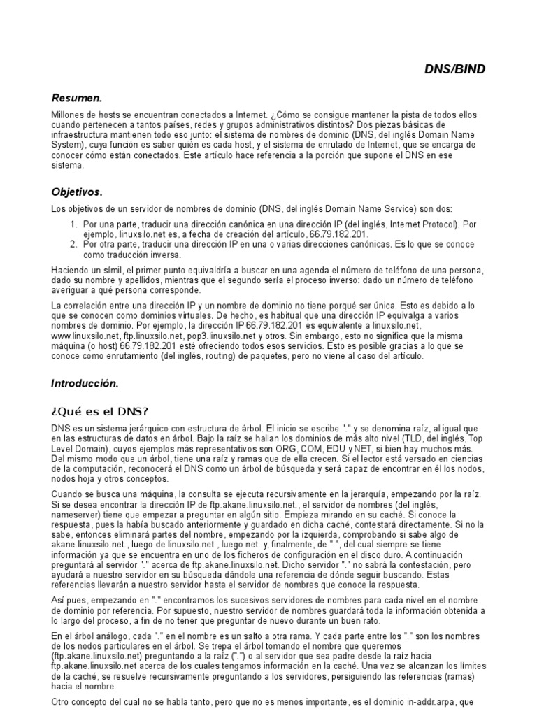 DNS Bind | PDF | sistema de nombres de dominio | Protocolos de internet