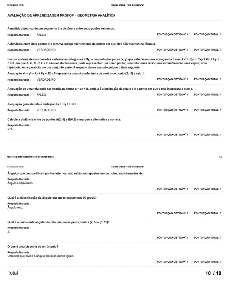 Course Status - Ibra Educacional | PDF