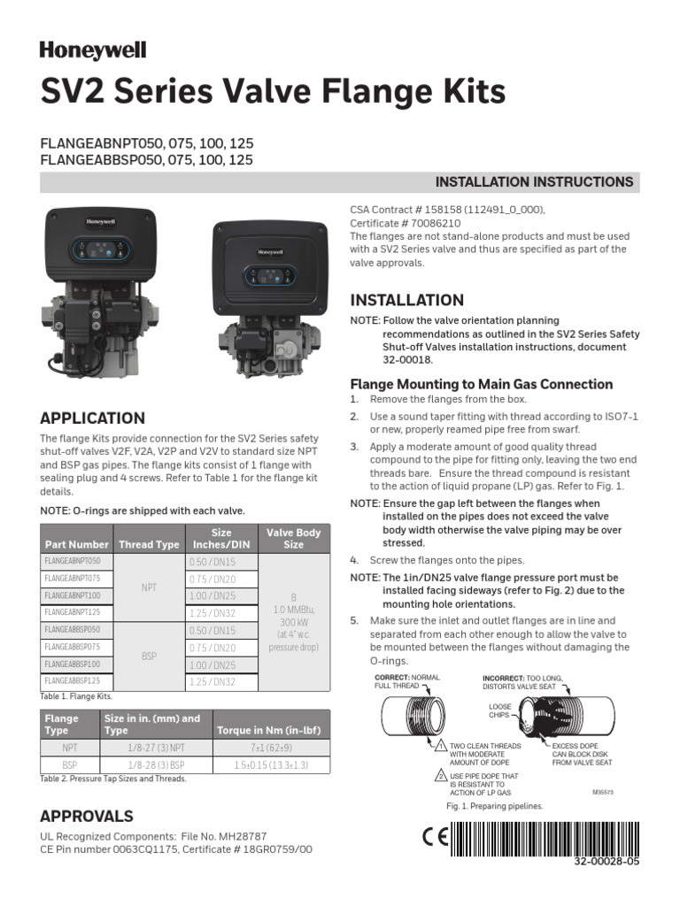 SV2 Series Valve Flange Kits: Installation | PDF | Valve | Pipe (Fluid ...