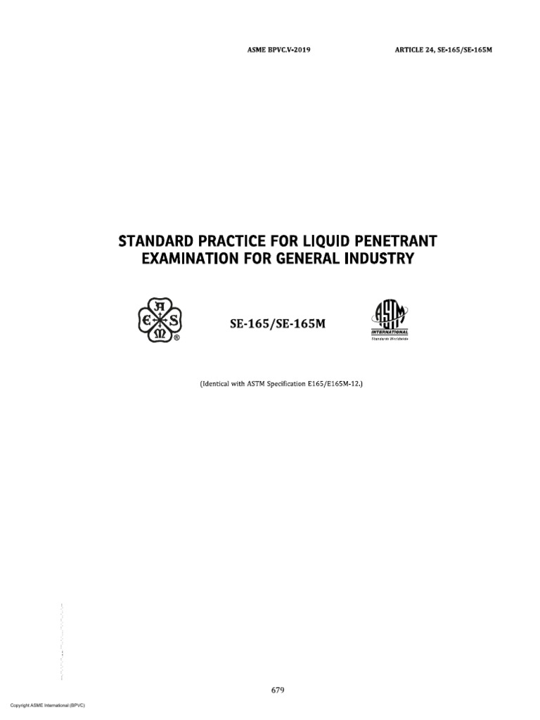 Asme Section V 2019 - Se165 PT | PDF