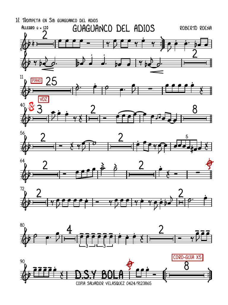 Guaguanco Del Adios Trompeta 1 | PDF