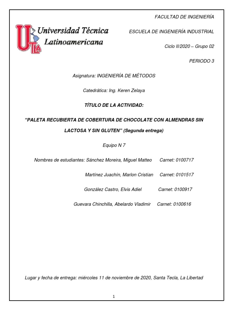 Trabajo Final Ingenieria de Métodos Utla 02-2020 | PDF