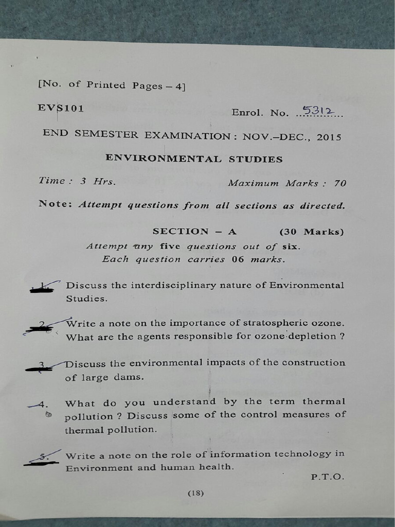 Evs Question Paper | PDF