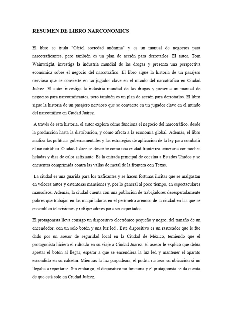 Resumen de Libro Narconomics | PDF