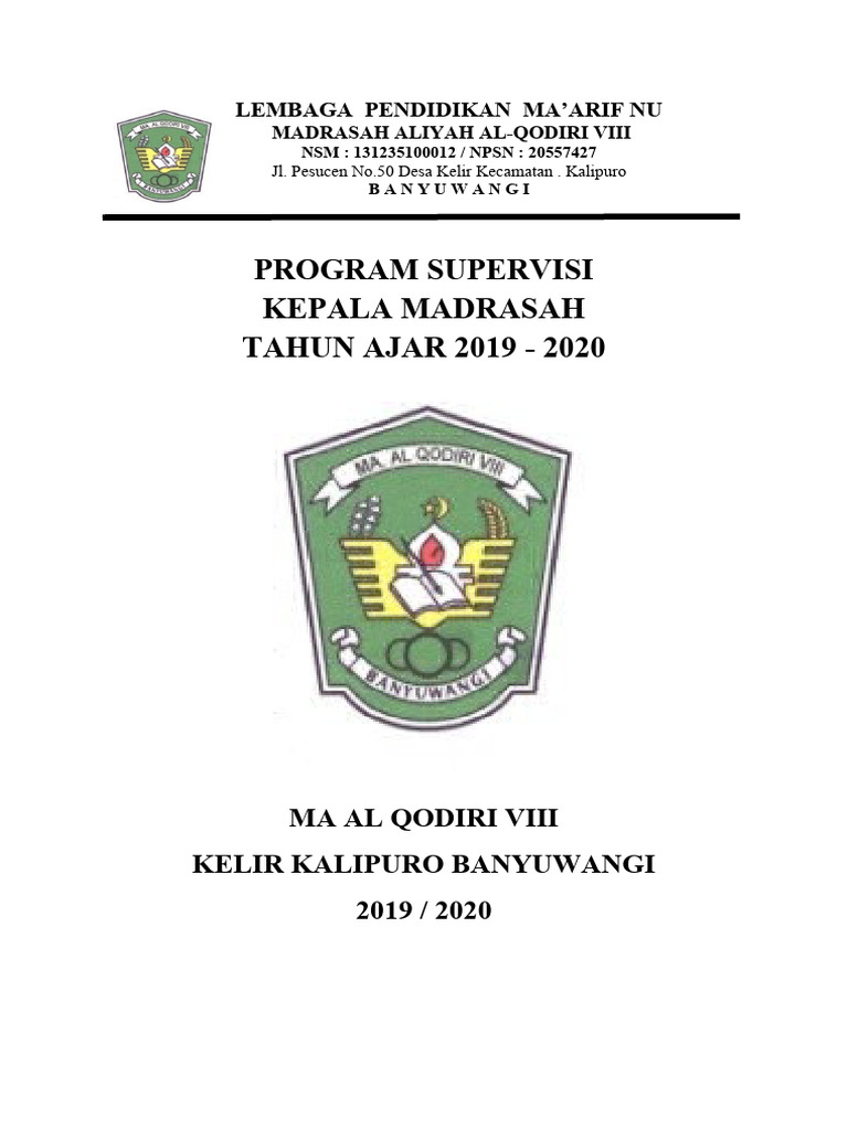 Supervisi MA Al Qodiri 2019/2020 | PDF