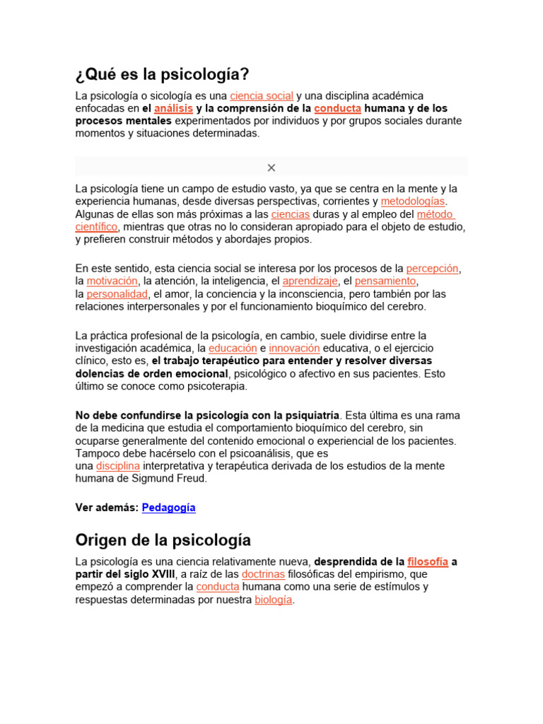 Que Es La Psicologia | PDF | Sicología | Mente