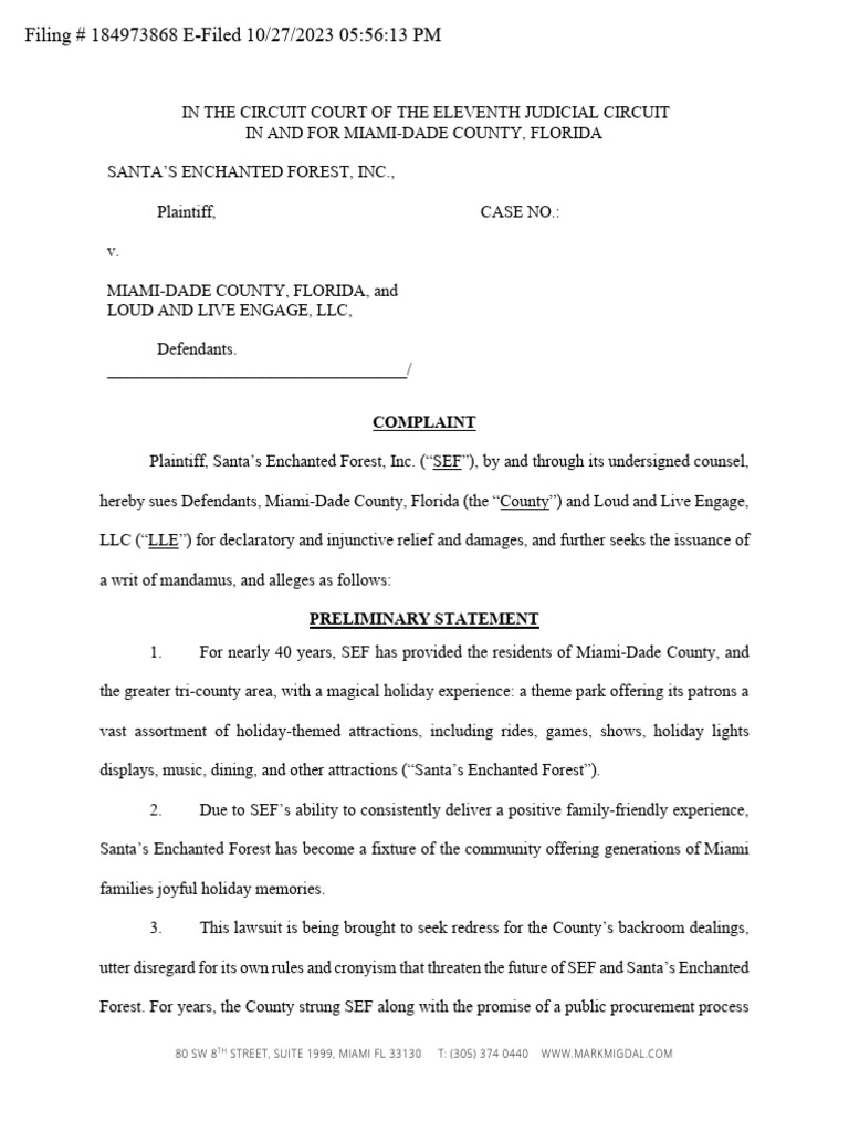 SEF Complaint | PDF | Injunction | Declaratory Judgment