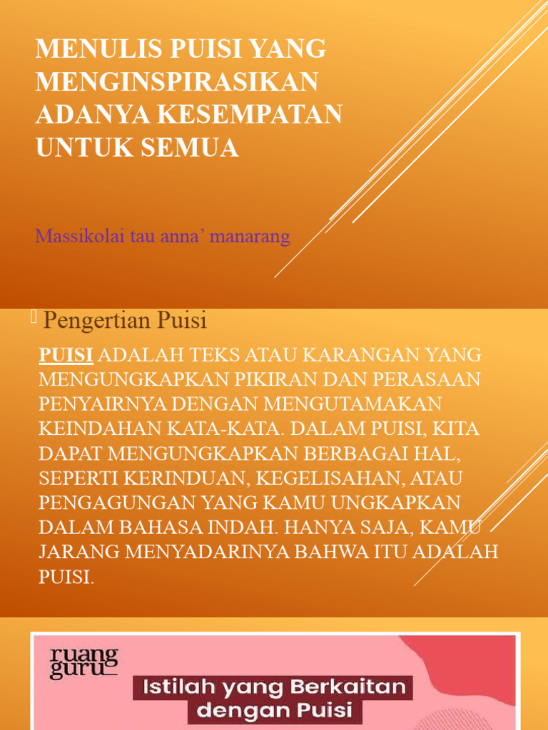 Menulis Puisi Yang Menginspirasikan Adanya Kesempatan Untuk Semua | PDF