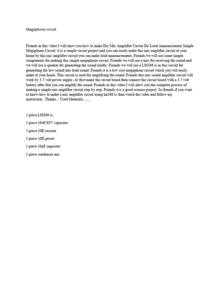 Megaphone Circuit | PDF