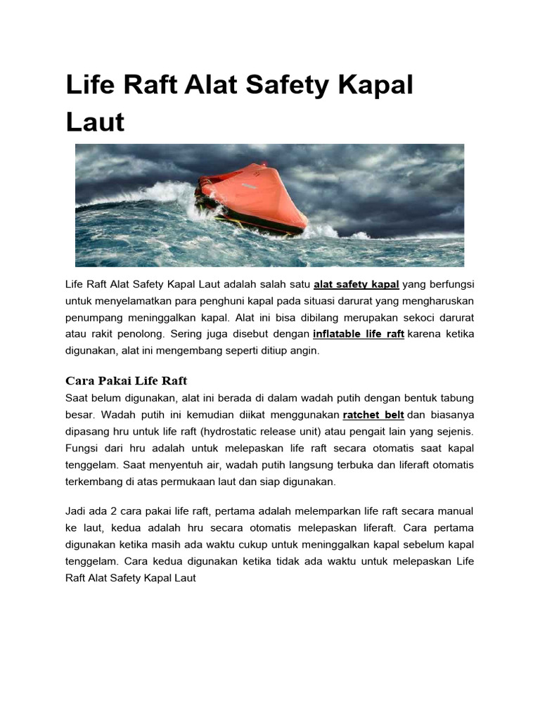 Life Raft Alat Safety Kapal Laut | PDF