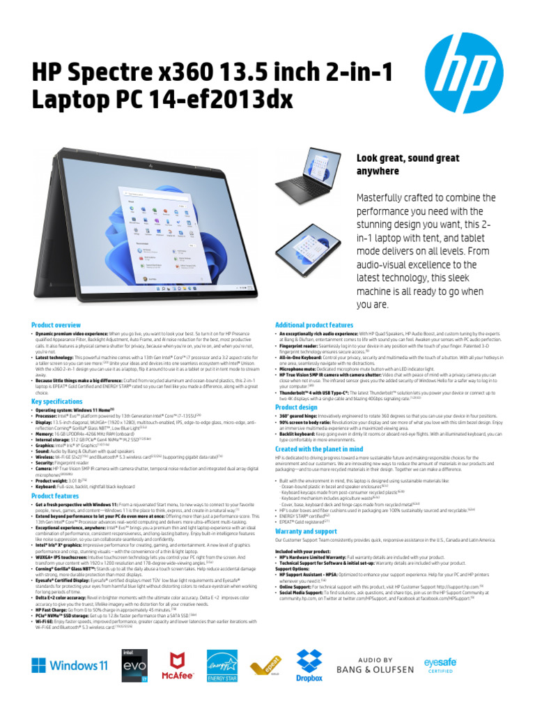 HP Spectre x360 14-Ef2013dx | PDF