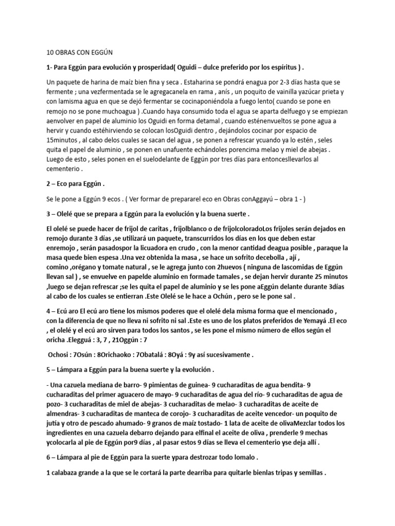 10 Obras Con Eggún | PDF | Cocina asiática | Cocina de las Americas